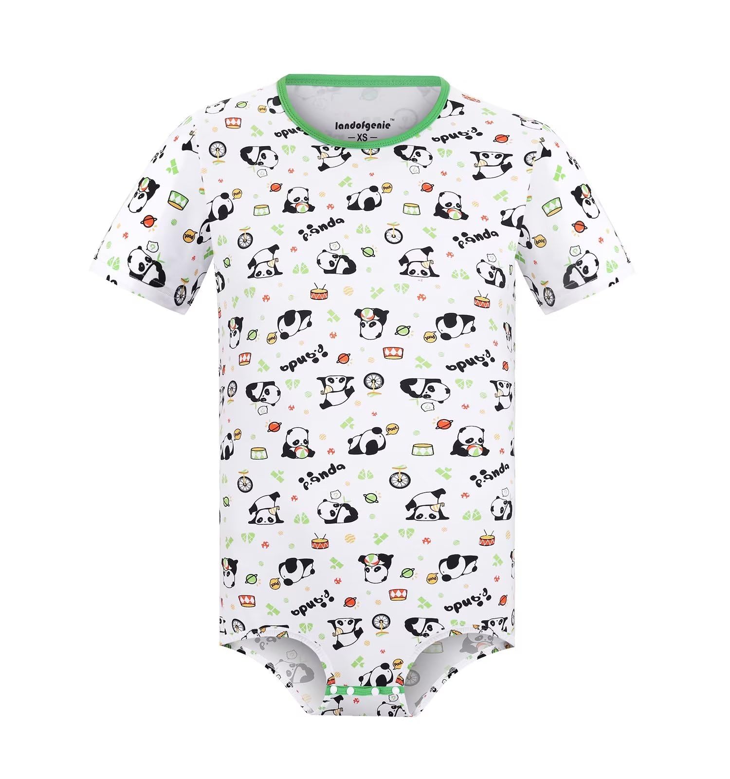 Landofgenie Men Short Sleeve Bodysuit Pajama Panda Print Bodysuit One Piece Pajamas Rompers Basic Onesie 3XL