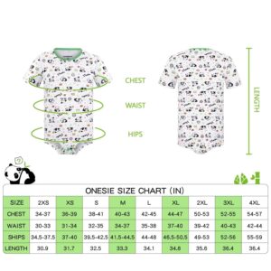 Landofgenie Men Short Sleeve Bodysuit Pajama Panda Print Bodysuit One Piece Pajamas Rompers Basic Onesie 3XL