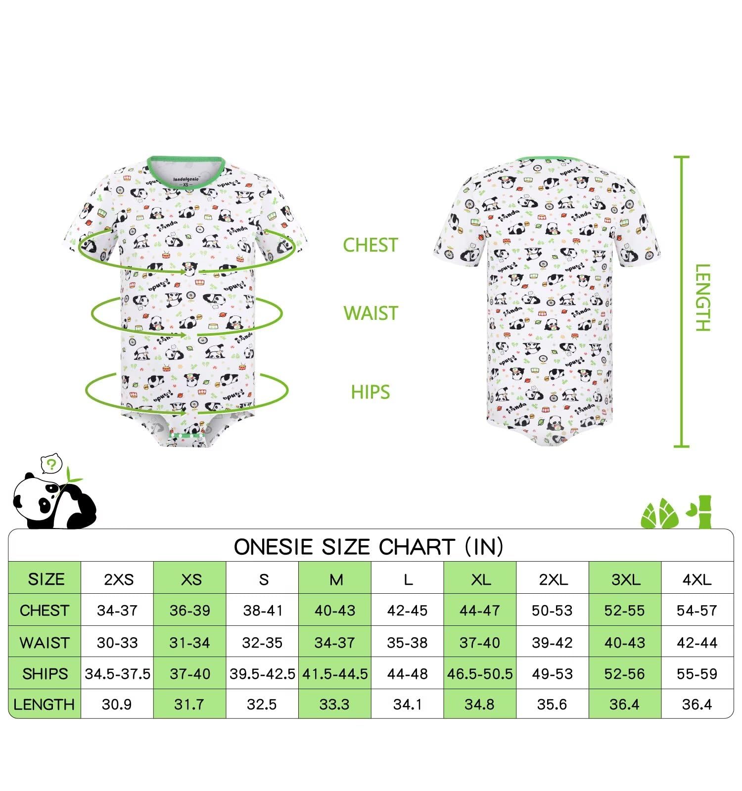 Landofgenie Men Short Sleeve Bodysuit Pajama Panda Print Bodysuit One Piece Pajamas Rompers Basic Onesie 3XL