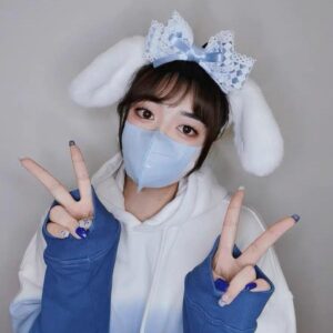 PUCAPOCO Bunny Ears Headband Furry Rabbit Puppy Dog Ears Headband Cute JK Bowknot Headwear for Girls Women Facial Makeup Anime Costume Cosplay(Blue)