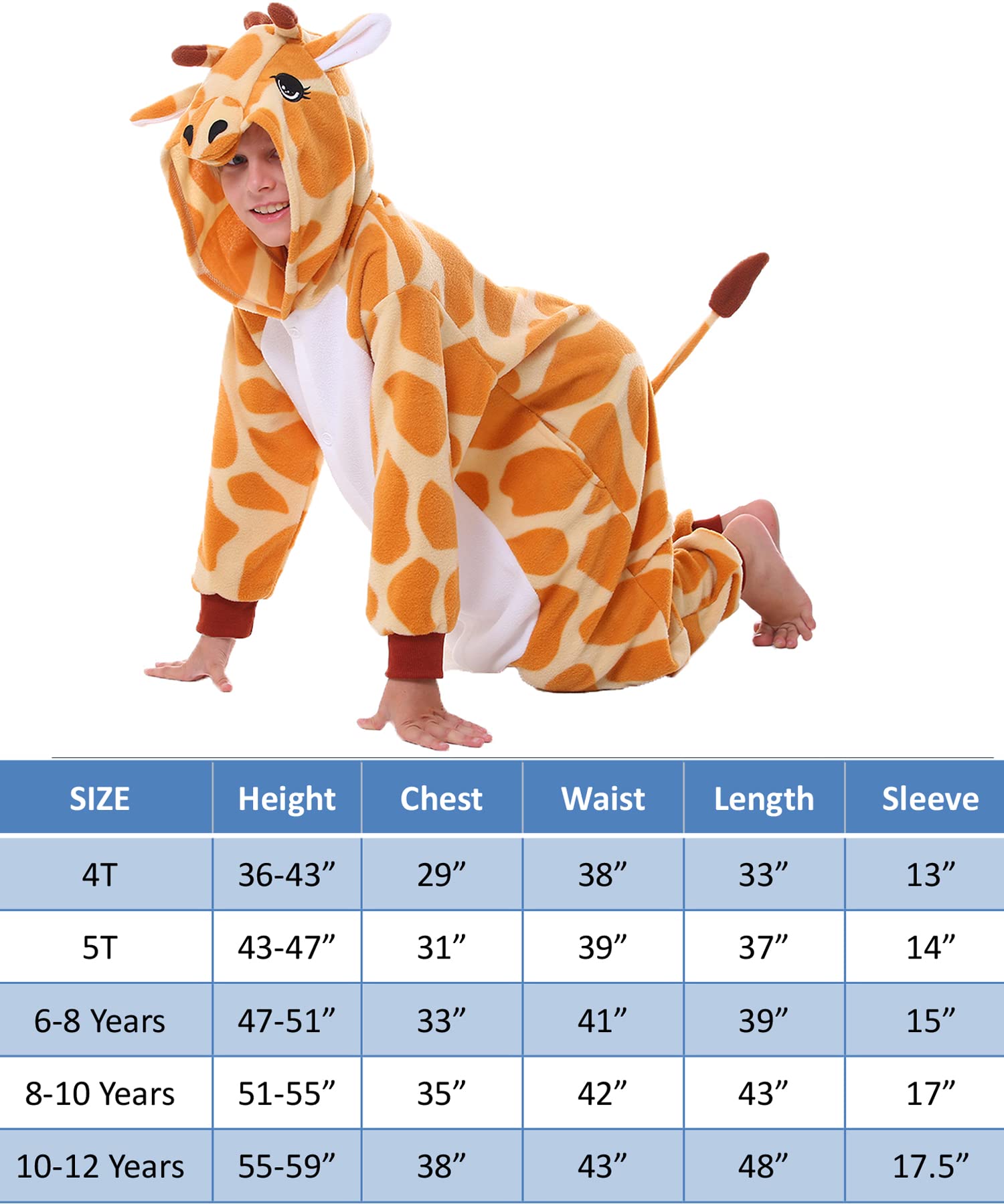 CANASOUR Unisex Anime Halloween Kids Giraffe Onesie For 8-10 Years Girls Boys Christmas Cosplay Costume (8 Years, Giraffe)