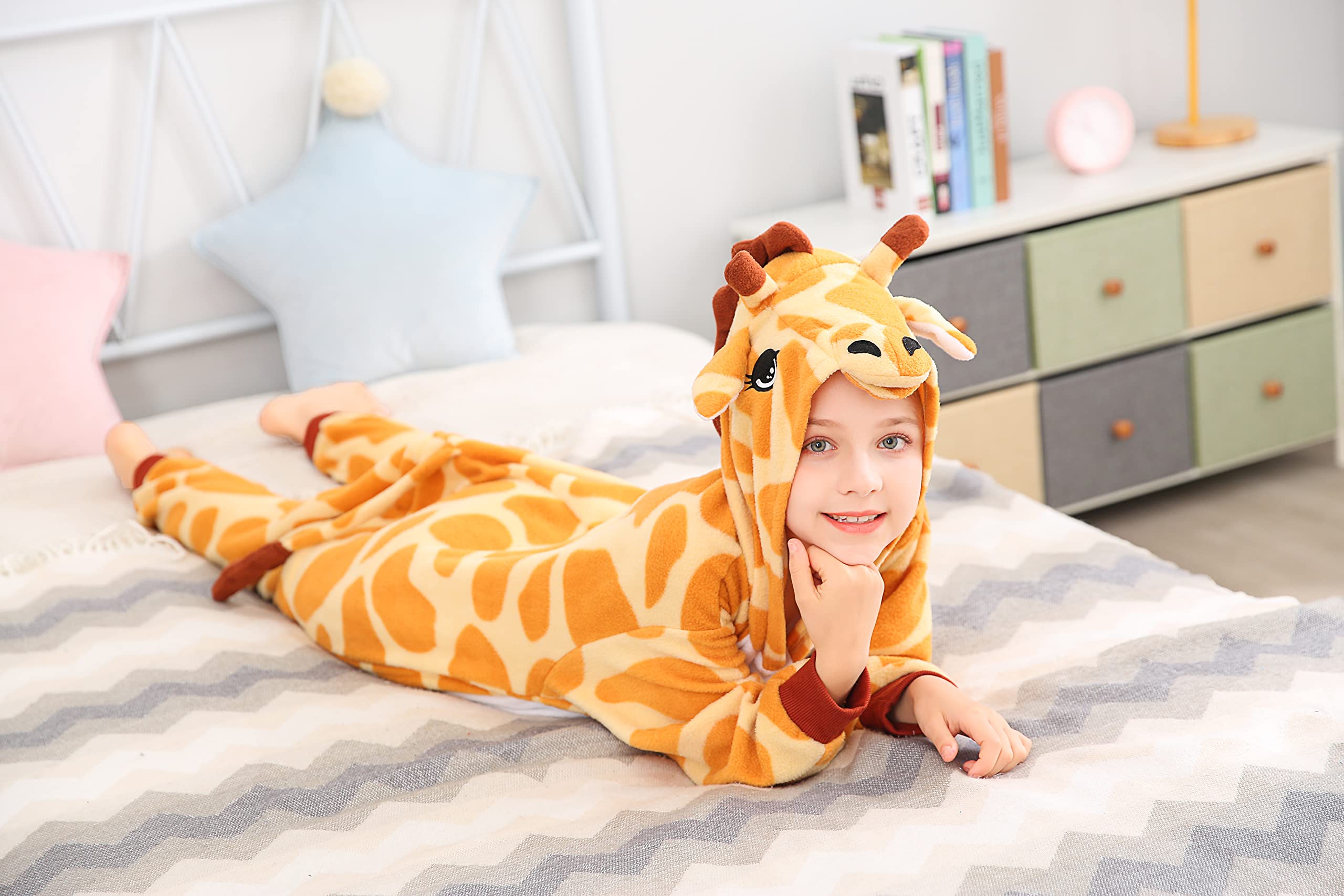 CANASOUR Unisex Anime Halloween Kids Giraffe Onesie For 8-10 Years Girls Boys Christmas Cosplay Costume (8 Years, Giraffe)