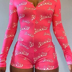 MissShorthair Onesies Women Sexy Pajamas, Cute Onesie Pajamas for Women Shorts (Baddie, L)