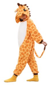 yfgkgkjg unisex kids onesie giraffe animal pajamas one piece cosplay costume sleepwear girls boys halloween (10-12 years, giraffe)