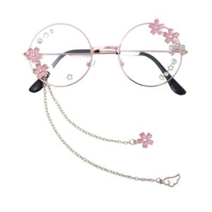 kawaii glasses with chain kawaii accessories glass case included cute glasses cosplay accessories kawaii sakura accessories