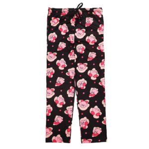 kirby character print men's black sleep pajama pants-large