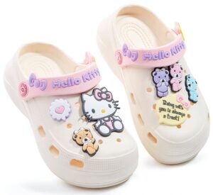 everyday delights sanrio hello kitty bears clogs slip on water shoes casual summer for girls kids children - white xl size