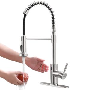 gimili touchless kitchen faucet with pull down sprayer motion sensor smart activated hands free single handle spring brushed nickel kitchen sink faucet