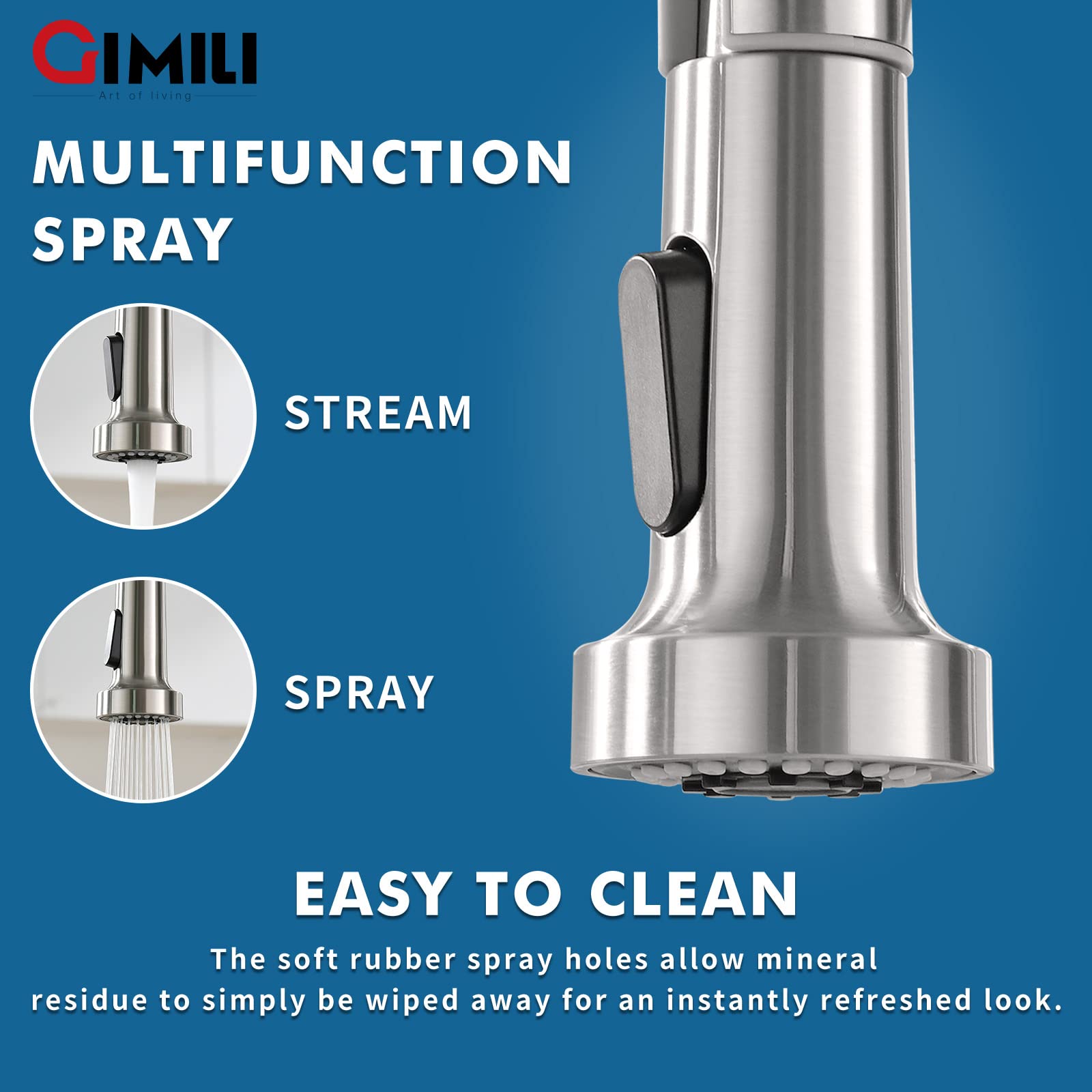 GIMILI Touchless Kitchen Faucet with Pull Down Sprayer Motion Sensor Smart Activated Hands Free Single Handle Spring Brushed Nickel Kitchen Sink Faucet