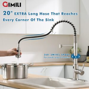 GIMILI Touchless Kitchen Faucet with Pull Down Sprayer Motion Sensor Smart Activated Hands Free Single Handle Spring Brushed Nickel Kitchen Sink Faucet