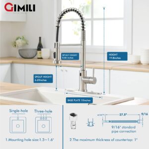 GIMILI Touchless Kitchen Faucet with Pull Down Sprayer Motion Sensor Smart Activated Hands Free Single Handle Spring Brushed Nickel Kitchen Sink Faucet