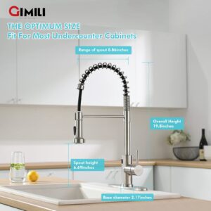 GIMILI Touchless Kitchen Faucet with AC Adapter, Smart Motion Sensor Hands Free Single Handle Kitchen Sink Faucet with Pull Down Sprayer, Brushed Nickel