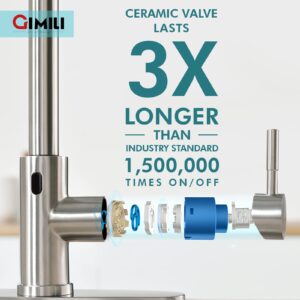 GIMILI Touchless Kitchen Faucet with AC Adapter, Smart Motion Sensor Hands Free Single Handle Kitchen Sink Faucet with Pull Down Sprayer, Brushed Nickel