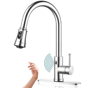 touchless kitchen faucet automatic smart faucet with pull down sprayer stainless steel brushed nickel single handle motion sensor activated faucet