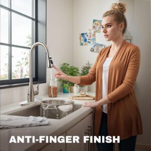 Touchless Kitchen Faucet with Pull Down Sprayer Brushed Nickel, Single Handle Motion Pull Out Kitchen Sink Faucet,One Hole/Three Hole 3-Function Kitchen Faucets,Stainless Steel