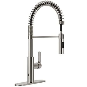 anzzi 21.7 in. ola series 1.8 gpm single handle pull down sprayer and touchless kitchen faucet in brushed nickel finish | kf-az303bn