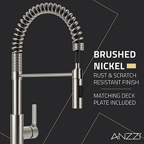 ANZZI 21.7 in. Ola Series 1.8 GPM Single Handle Pull Down Sprayer and Touchless Kitchen Faucet in Brushed Nickel Finish | KF-AZ303BN