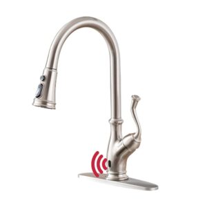 boyel living touchless kitchen faucets with pull down sprayer in brushed nickel,stainless steel，3 function water outlet sink faucet with flexible hose