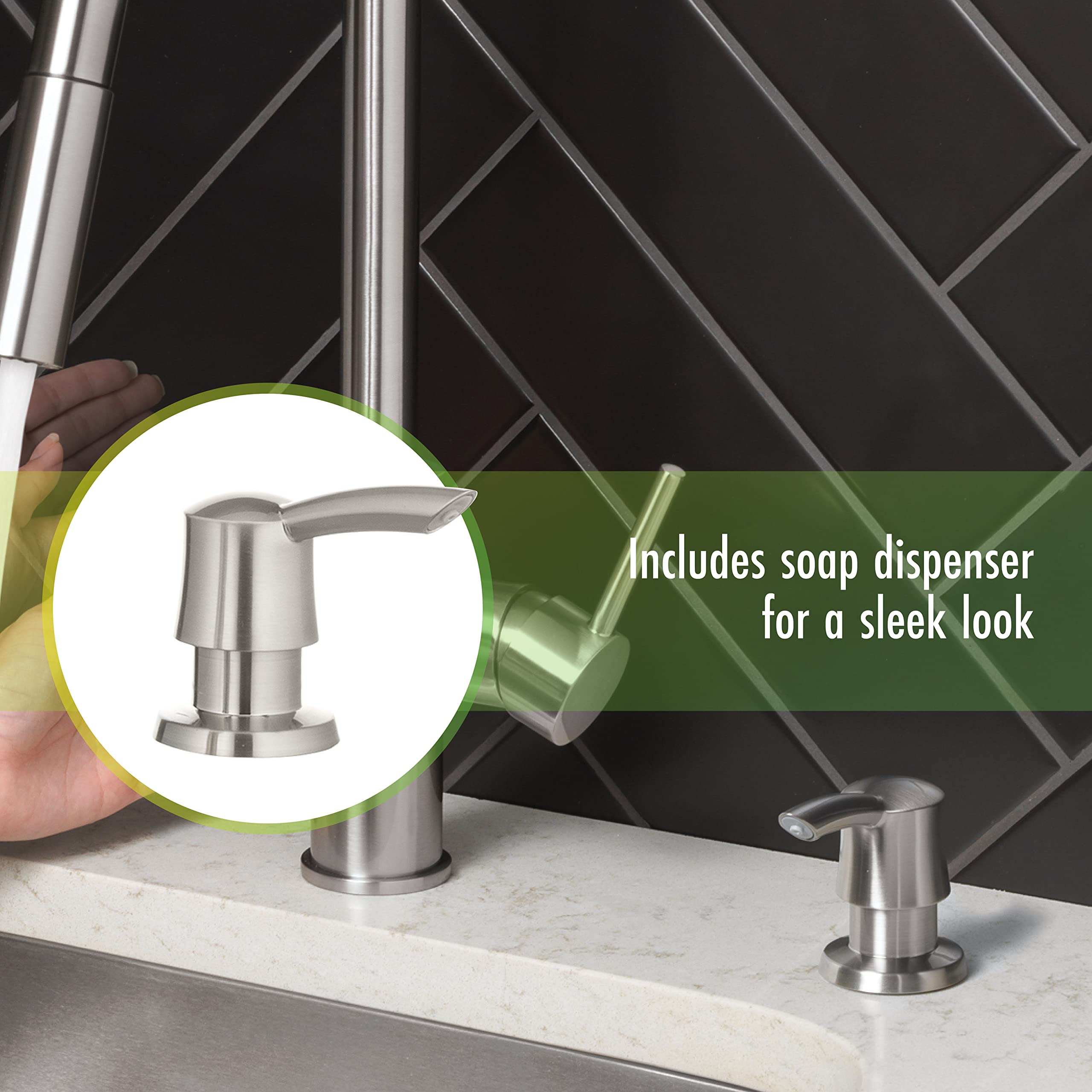 Homewerks 55-K821S-SS-T Hands Free Touchless Kitchen Faucet Pull Down Sprayer, Single, 2, 3 or 4-Hole Install