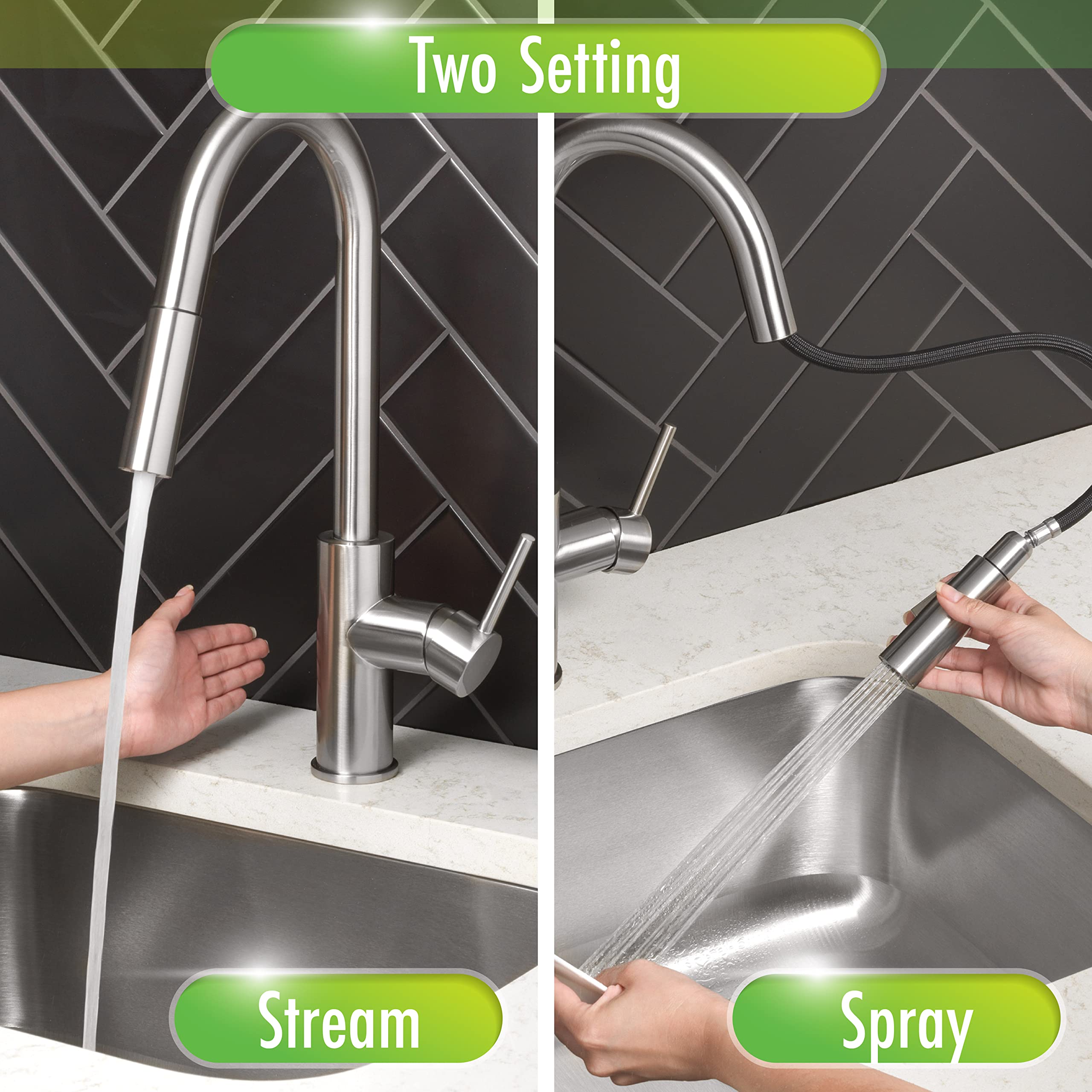 Homewerks 55-K821S-SS-T Hands Free Touchless Kitchen Faucet Pull Down Sprayer, Single, 2, 3 or 4-Hole Install