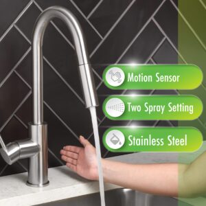 Homewerks 55-K821S-SS-T Hands Free Touchless Kitchen Faucet Pull Down Sprayer, Single, 2, 3 or 4-Hole Install