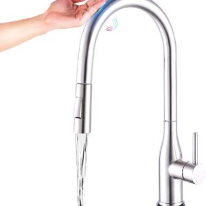 Touchless Kitchen Faucet,Touch Faucet for Kitchen Sink with Pull Down Sprayer, Kitchen Sink Faucets with Pull Out Sprayer,Brushed Nickel Stainless Steel Kitchen Faucets