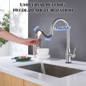 Touchless Kitchen Faucet,Touch Faucet for Kitchen Sink with Pull Down Sprayer, Kitchen Sink Faucets with Pull Out Sprayer,Brushed Nickel Stainless Steel Kitchen Faucets