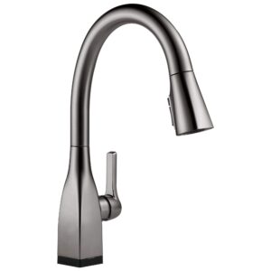 delta faucet mateo touch kitchen faucet, black kitchen faucets with pull down sprayer, kitchen sink faucet, touch faucet for kitchen sink, delta touch2o technology, black stainless 9183t-ks-dst