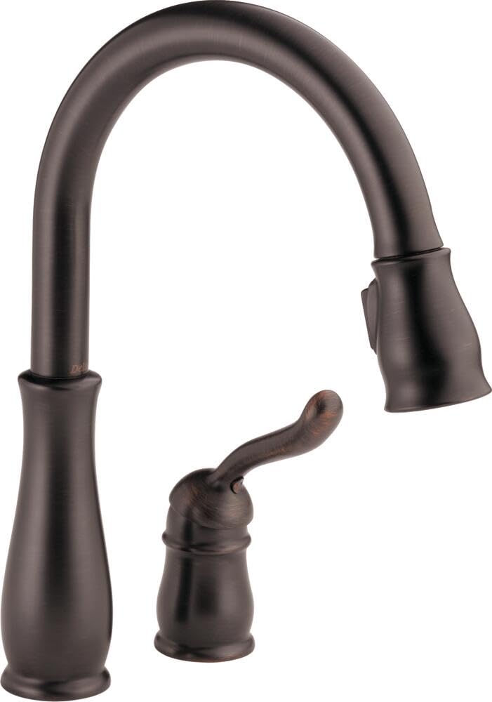 DELTA FAUCET Leland Oil Rubbed Bronze Kitchen Faucet, 1 Hole, Gooseneck, Pull Down Sprayer, Magnetic Docking, Touch-Clean Spray Holes, Venetian Bronze 978-RB-DST