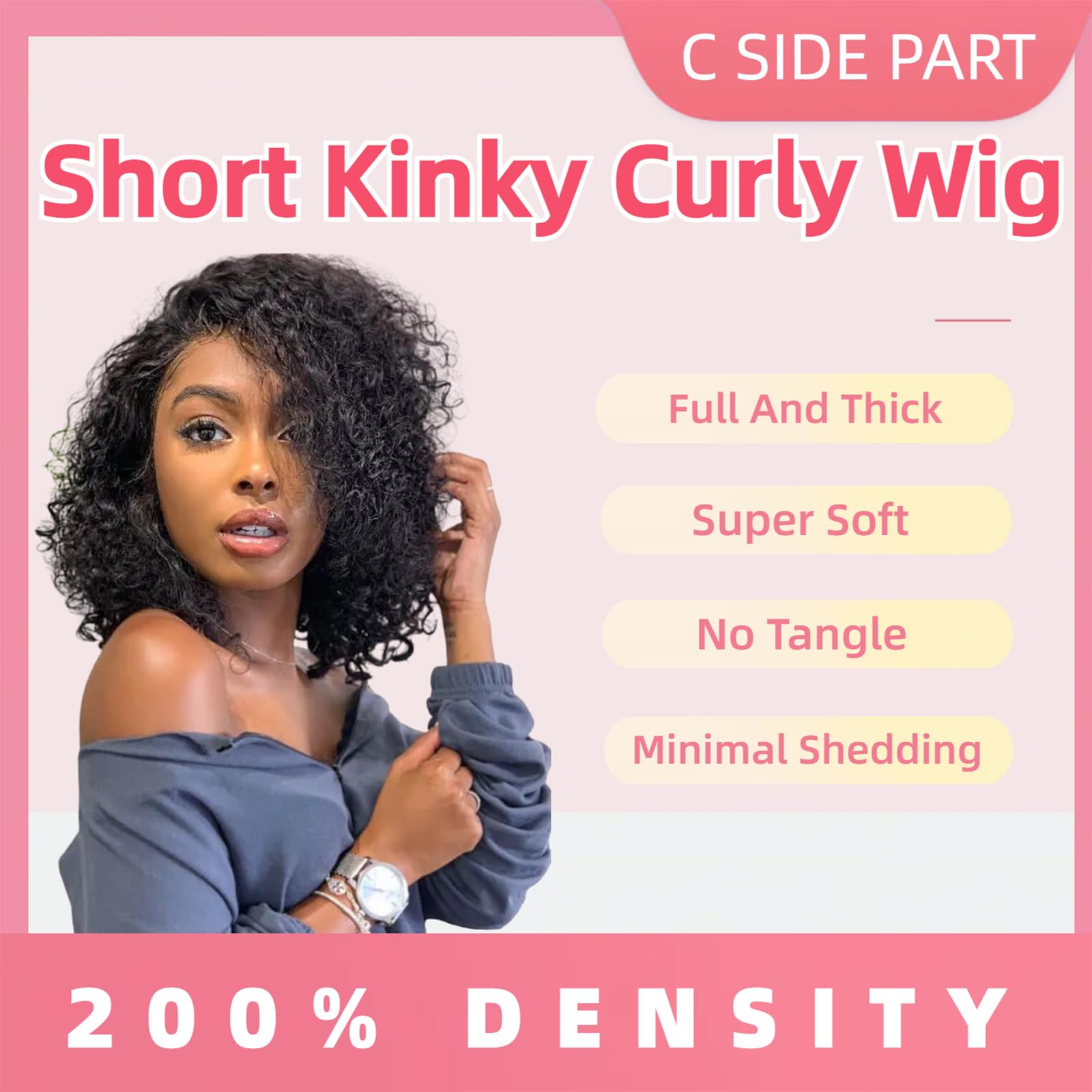 Curly Wear and Go Glueless Wig,200% Density Curly Bob Wig Human Hair for Women,6x4x1.5 inch Glueless Short Curly Wigs Pre Plucked Bleached Knots,Kinky Curly Human Hair Wig(Natural Black,14inch)