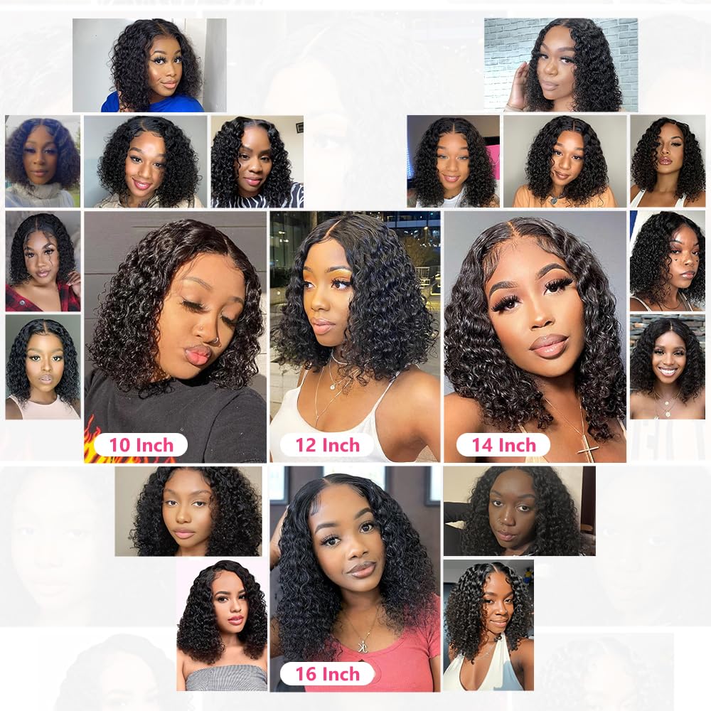 Smilegirl Glueless Wigs Human Hair Pre Plucked Pre Cut Curly Wear and Go Glueless Curly Wig for Black Women 5x5 HD Lace Closure Wig (12 Inch)