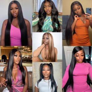 bunGiol Upgrade 13x4 Glueless Wigs Human Hair Pre Plucked Pre Cut 24 Inch Hd Straight Lace Front Wigs Human Hair 180% Wear And Go Glueless Wig For Black Women