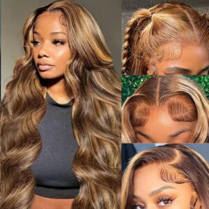 txixs 28 inch honey blonde lace front wig human hair 13x4 ombre lace front wig human hair pre plucked with baby hair 180% highlight glueless lace front wigs human hair body wave lace frontal wigs