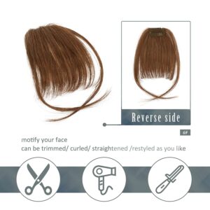 BARSDAR Clip in Bangs, 100% Human Hair Bangs Extensions Wispy Bangs with Temples Clip on Fringe Real Human Hair Clip ins Hairpieces for Women Girls Natural Dyeable (Golden Chestnut Brown)