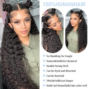 Deep Wave Bundles Human Hair Weave single Bundles Deep Curly Brazilian Virgin Hair Wet And Wavy Bundle 12A Grade Unprocessed Human Hair Extensions Natural Black 18 Inch