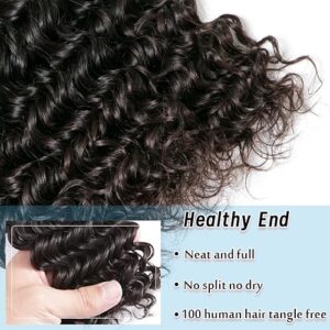 Deep Wave Bundles Human Hair Weave single Bundles Deep Curly Brazilian Virgin Hair Wet And Wavy Bundle 12A Grade Unprocessed Human Hair Extensions Natural Black 18 Inch