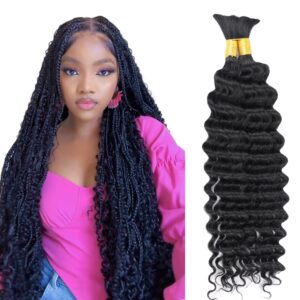 22 inch human hair braiding hair human braiding hair wet and wavy braiding hair human hair for braiding deep wave bulk human hair curly extension 100g