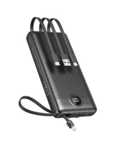 veektomx power bank with built in cables 20000mah, portable charger for iphone, usb c led display external battery iphone charger compatible with iphone, ipad, samsung and android devices for travel