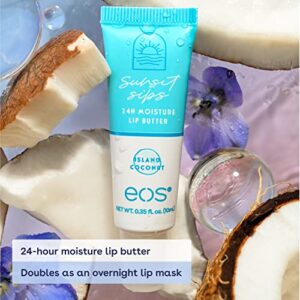 eos Sunset Sips Lip Butter Tube- Island Coconut, 24-Hour Moisture, Overnight Lip Mask, Lip Care Products, 0.35 fl oz