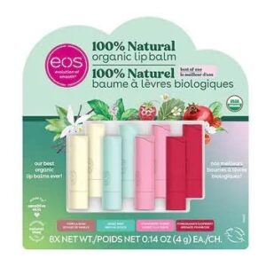 eos 100% natural and organic lip balm stick, 8-pack