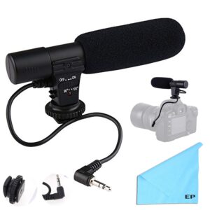 digital video camera studio/stereo shotgun recording microphone for canon eos rebel cameras including sl1, sl2, t6i, t6s, t7i & more..