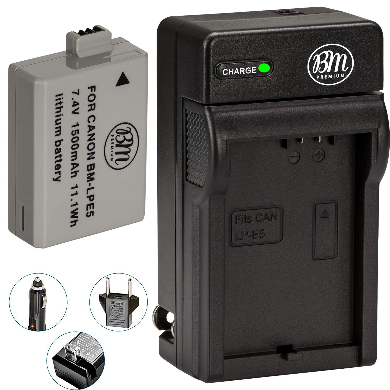 Big Mike's BM Premium LP-E5 Battery and Charger Kit for Canon EOS Rebel XS, Rebel T1i, Rebel XSi, 1000D, 500D, 450D, Kiss X3, Kiss X2, Kiss F Digital SLR Camera