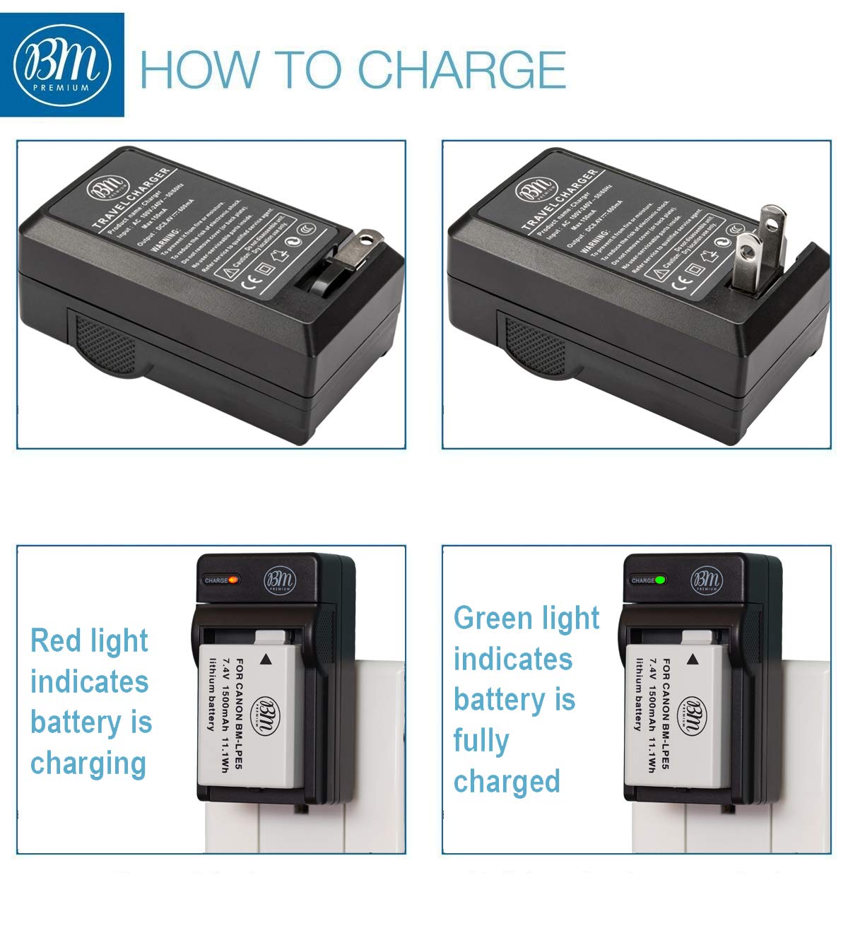 Big Mike's BM Premium LP-E5 Battery and Charger Kit for Canon EOS Rebel XS, Rebel T1i, Rebel XSi, 1000D, 500D, 450D, Kiss X3, Kiss X2, Kiss F Digital SLR Camera