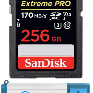 SanDisk 256GB SDXC SD Extreme Pro Memory Card Bundle Works with Canon EOS Rebel T5, T5i, T6, T6i, T7, T7i Digital DSLR Camera 4K V30 (SDSDXXY-256G-GN4IN) Plus 1 Everything But Stromboli TM 3.0 Reader