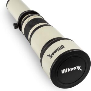 Ultimaxx 650-1300mm (w/ 2X Converter 1300-2600mm) Telephoto Zoom Lens Kit for EOS Rebel T3, T3i, T4i, T5, T5i, T6, T7 T6i, T6s, T7i, T8i, SL1, SL2, SL3, EOS 60D, 70D, 77D, 80D, 90D, 5D III, 5D IV, 6D