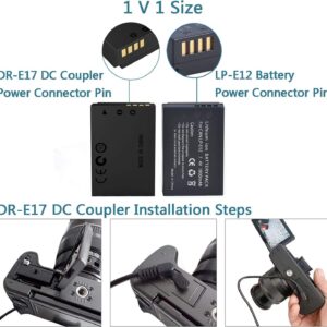 HY1C ACK-E17 AC Power Adapter DR-E17 DC Coupler Dummy Battery Kit for Canon EOS M6 Mark II, M3 M5 M6 Cameras.