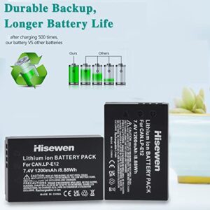 Hisewen LP-E12 Battery 2Pack, Dual USB Charger for Canon EOS M, EOS M2, EOS M10, EOS M50, EOS M50 Mark II, EOS M100, EOS M200, Rebel SL1, Powershot SX70 HS Digital Camera