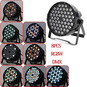 RustyVioum 8pcs Stage Light, 54 x 3W RGBW DMX LED Par DJ Stage Lighting, DJ Disco Club Party Show Lamp for Home Party Wedding