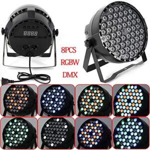 RustyVioum 8pcs Stage Light, 54 x 3W RGBW DMX LED Par DJ Stage Lighting, DJ Disco Club Party Show Lamp for Home Party Wedding