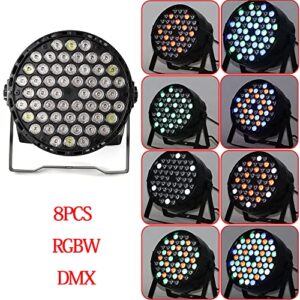 RustyVioum 8pcs Stage Light, 54 x 3W RGBW DMX LED Par DJ Stage Lighting, DJ Disco Club Party Show Lamp for Home Party Wedding